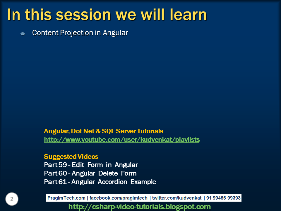 Sql Server Net And C Video Tutorial Angular Content Projection Slides