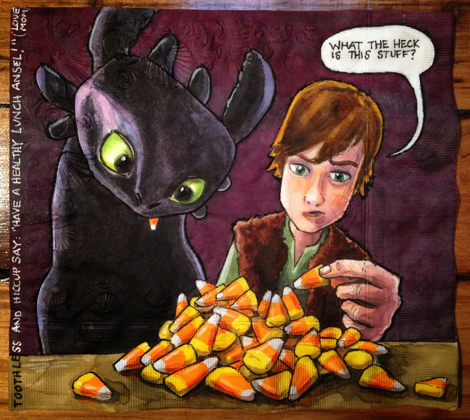 Daily Napkins: Toothless and Hiccup Are Confused By Candy Corn