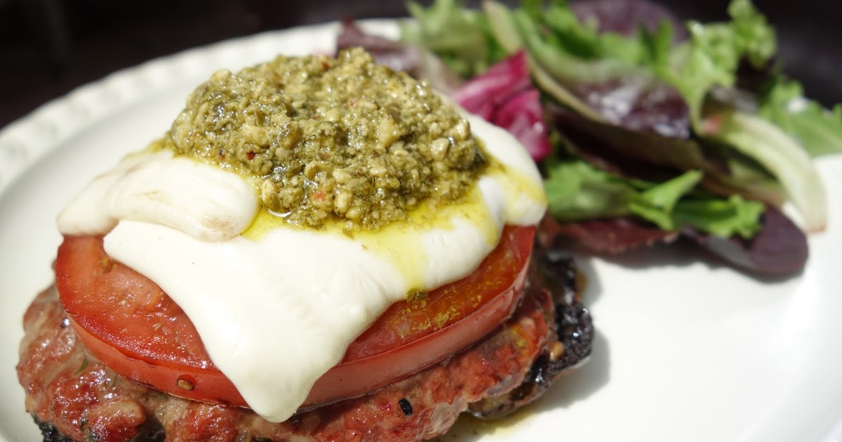 37 Cooks: Cluck 'n Moo Caprese Burger Stuffed Portabella Mushrooms