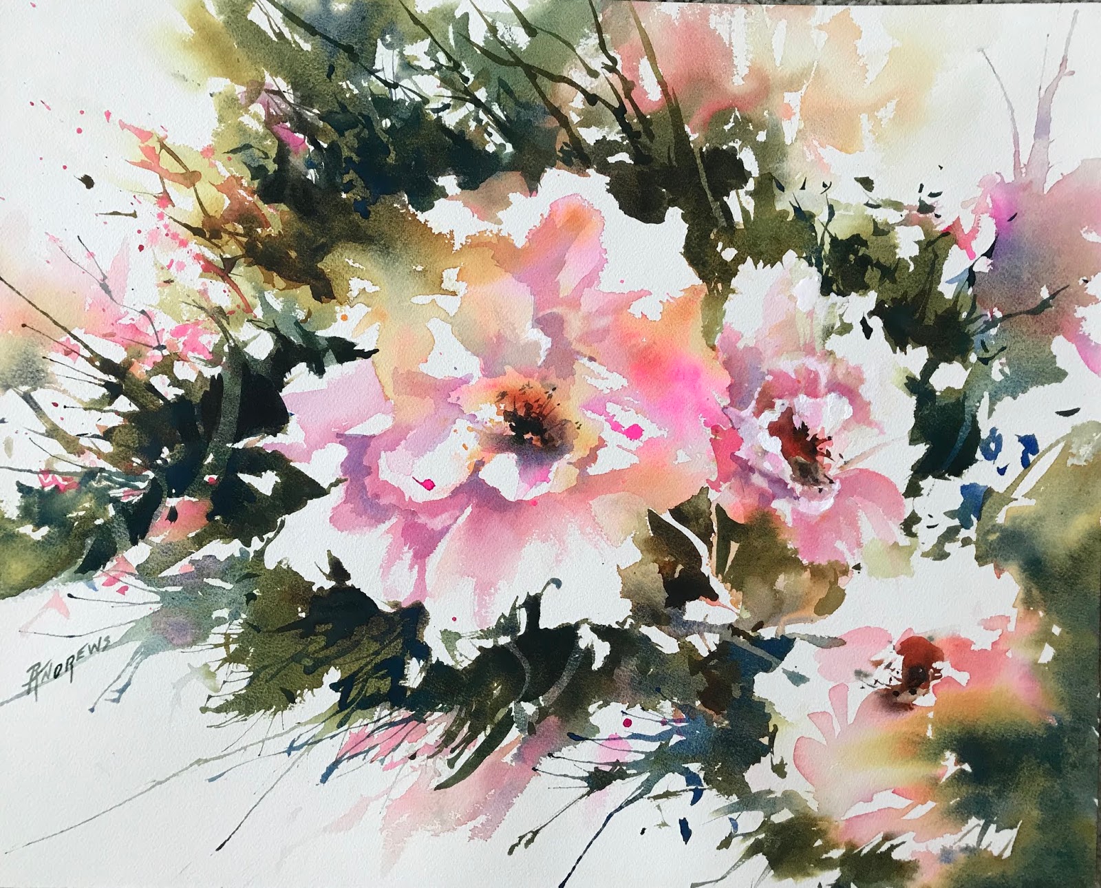 Rae Andrews : Strike A Pose..Watercolor..Texas Artist...Rae Andrews