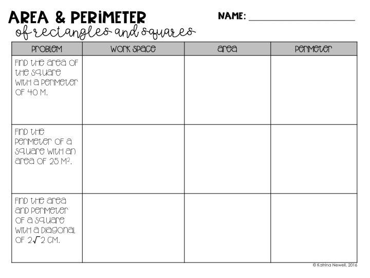 Editable Area and Perimeter Foldable | Mrs. Newell's Math