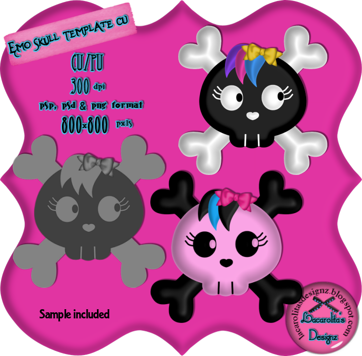 LaCaRoLiTa'S DeSiGnZ .·:*¨♡¨*:·.: Emo Skull Template CU