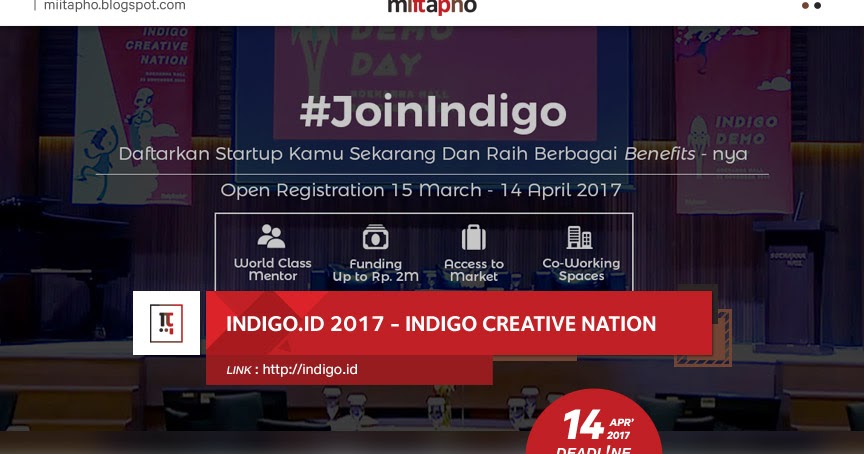 Indigo Creative Nation 2017 Buka Pendaftaran Dengan Program Incubator ...