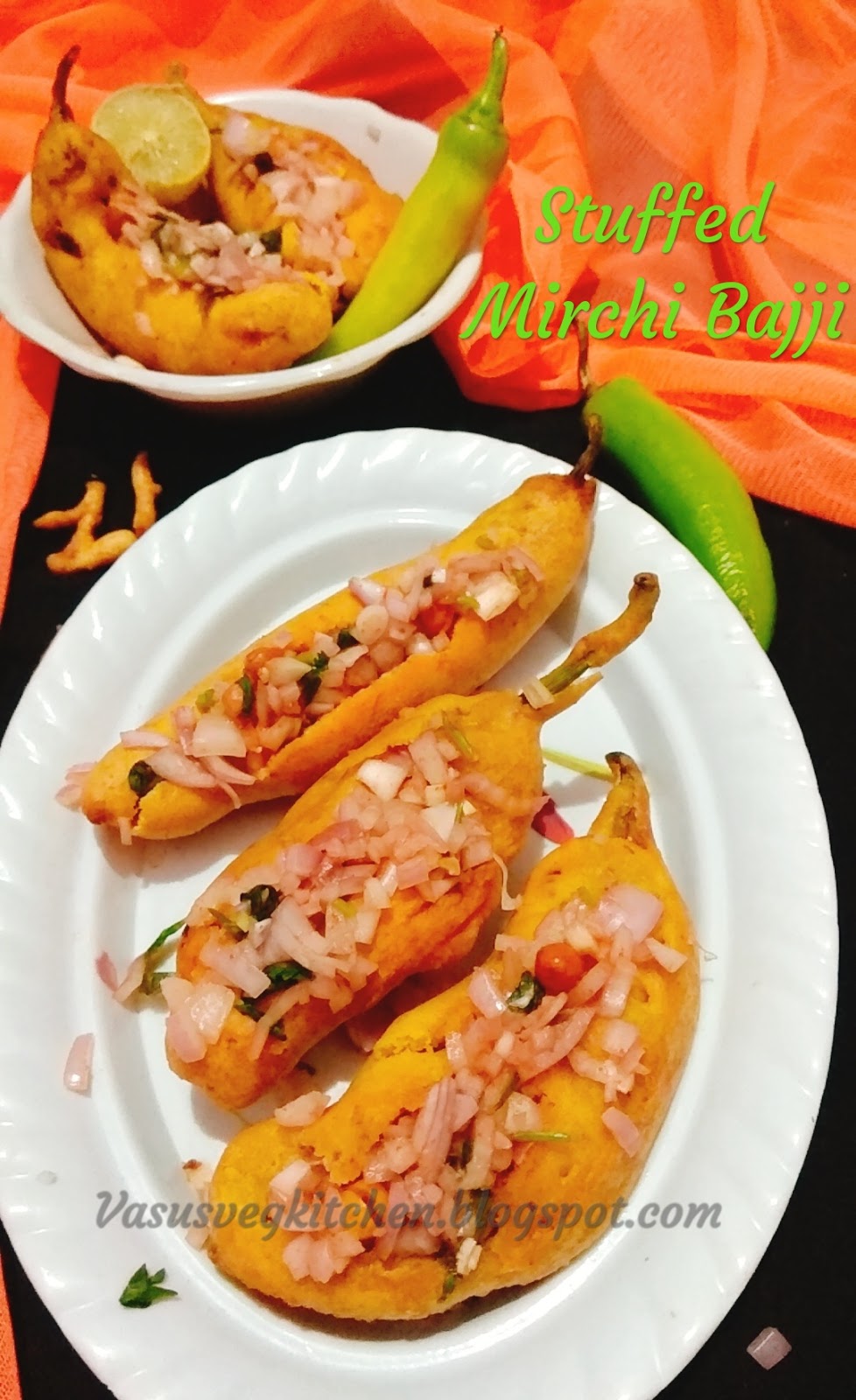 Vasusvegkitchen: Stuffed Mirchi Bajji, Mirapakaya bajji, Andhra style ...