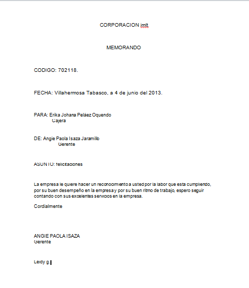 Tecnicas de Oficina: EL MEMORANDO!