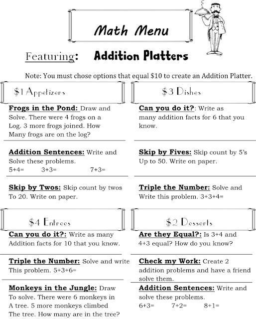 Teaching is Colorful: Free Math Menu