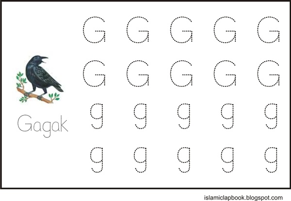 Belajar Menulis Huruf G - Islamic Lapbook