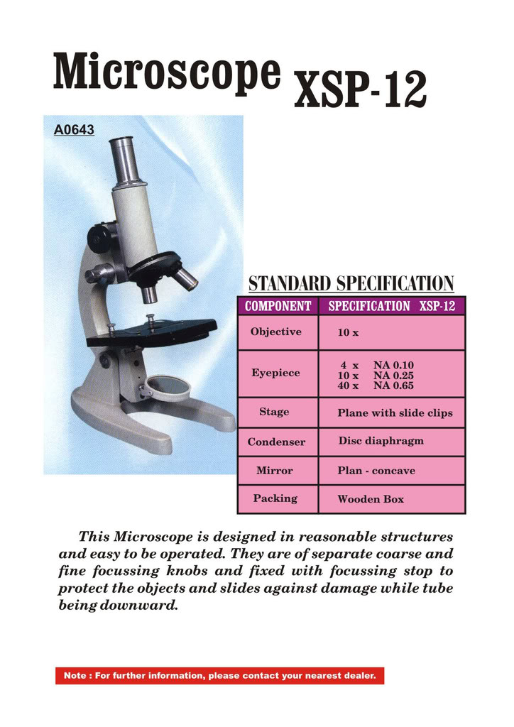 MD SUPPORT MARKETING: A0643 - MICROSCOPE XSP-12