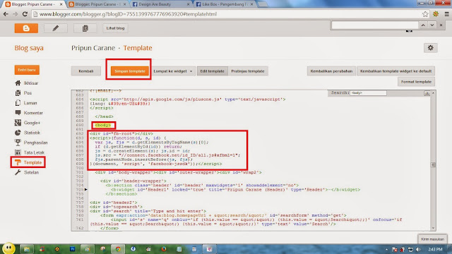 Cara Membuat Fanspage Like Box di Blogspot ~ Pripun Carane