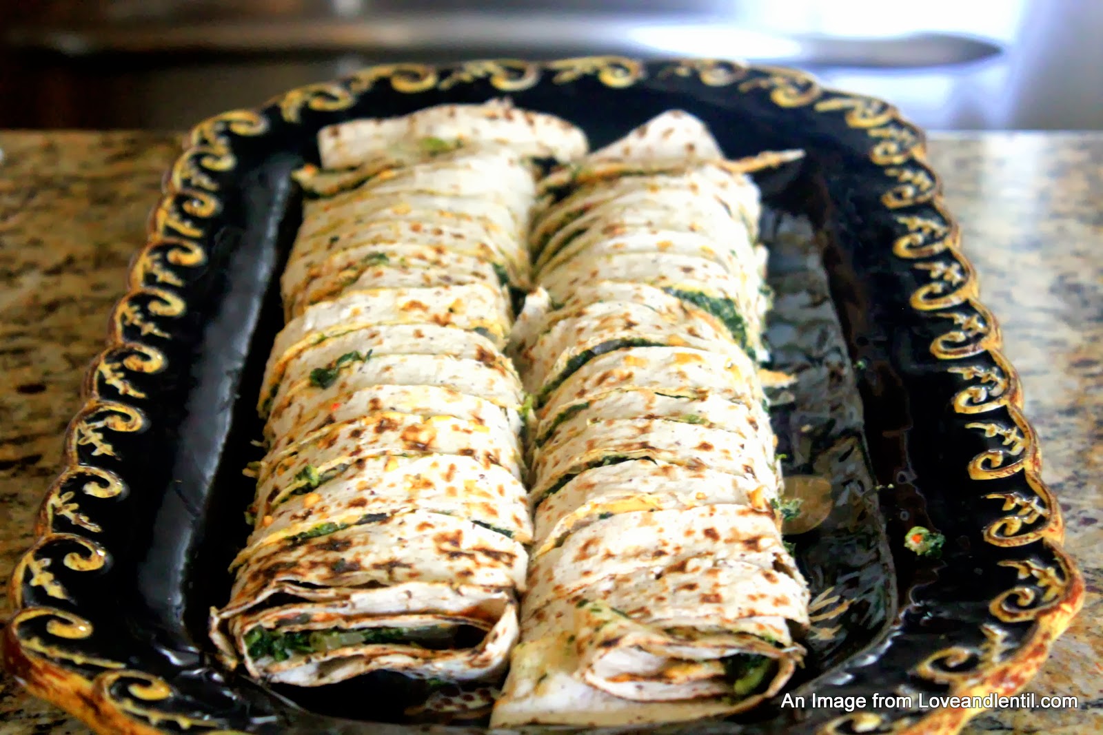 Love & Lentil: Onion Spinach Lavash Rolls