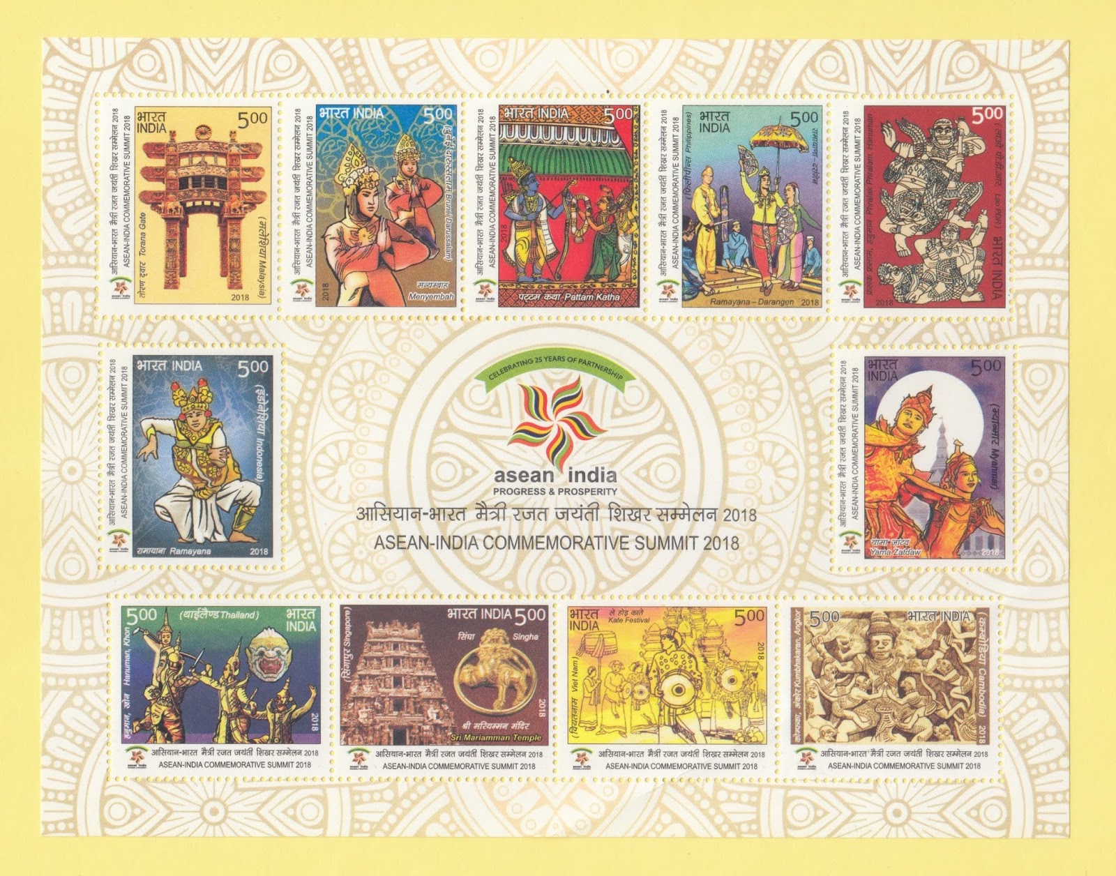 stamp: India - ASEAN India Commemorative Summit, Celebrating 25 Years ...