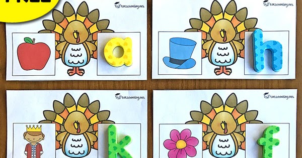 Thanksgiving Turkey Beginning Letter Sounds Cards | Totschooling ...