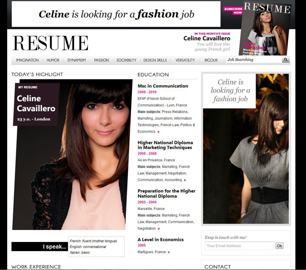 Portfolio: Examples of creative CV