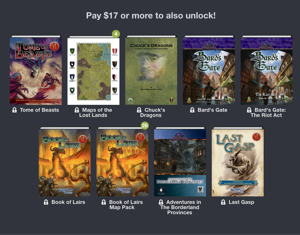Tenkar's Tavern: HUGE 5e Humble Bundle from Frog God Games / Kobold Press!
