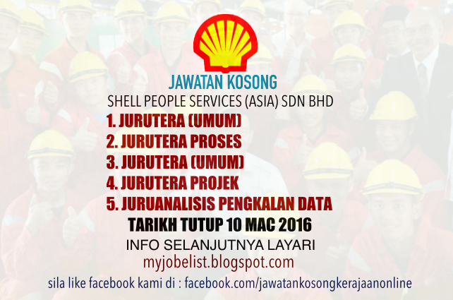 Jawatan Kosong Shell People Services (Asia) Sdn Bhd - 10 Mac 2016
