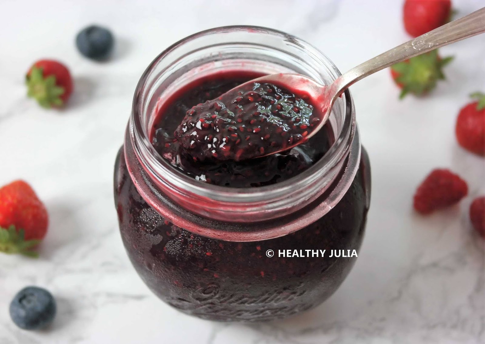 CONFITURE MI-CUITE DE FRUITS ROUGES - Healthy Julia