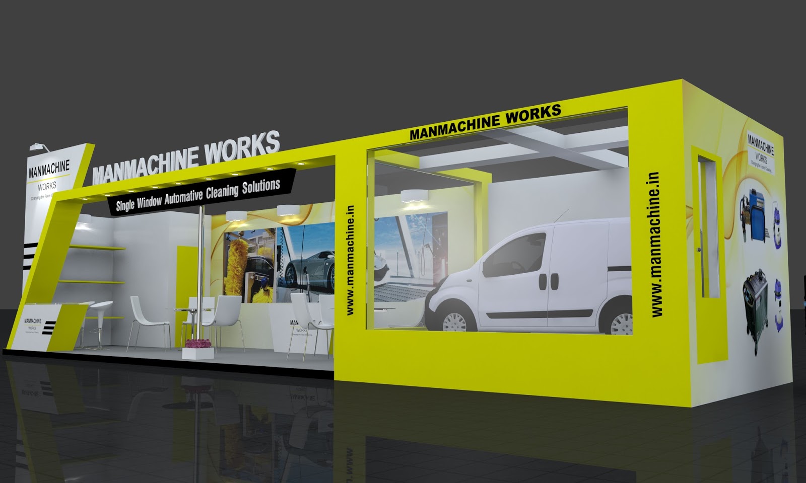 Saravanan Designs: 12m x 3m_Manmachine Works Stall Designs