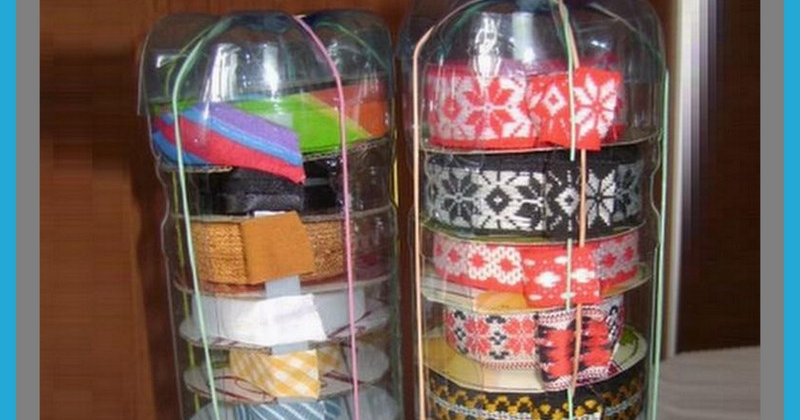 DIY And Household Tips: Plastic Bottle Ribbon Organizer