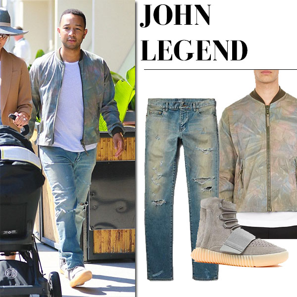John Legend in tie-dyed bomber jacket in Beverly Hills