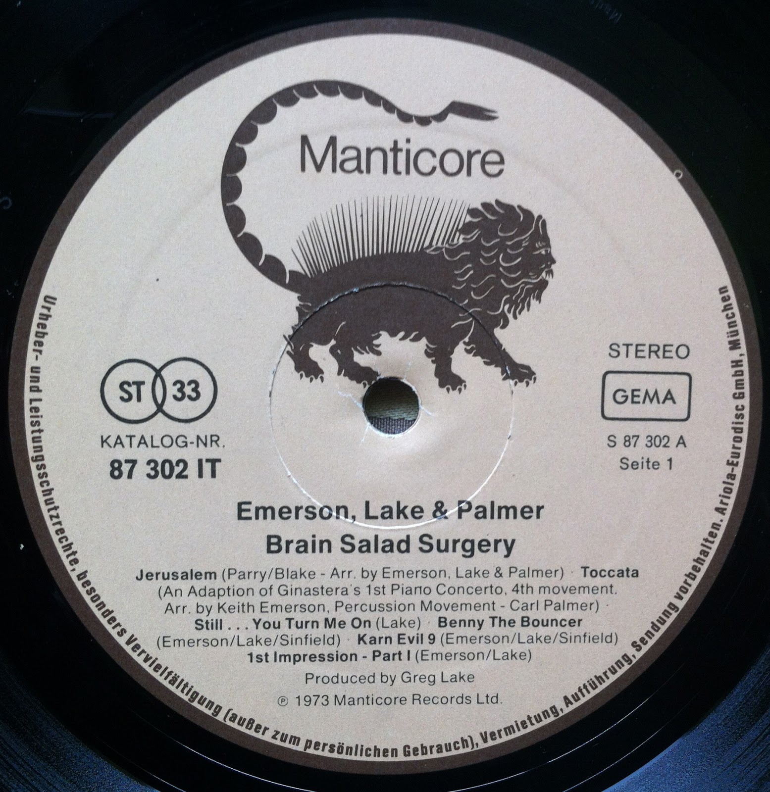My Personal Record Guide: Emerson, Lake & Palmer - Brain Salad Surgery ...