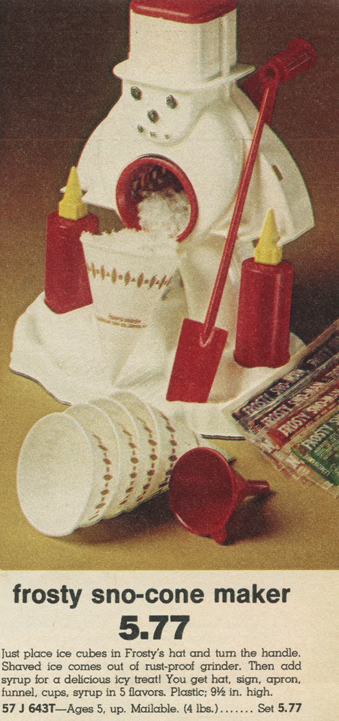 Price reduction Frosty Snowman Snow Cone Machine Vintage 1960s Toy Ice ...