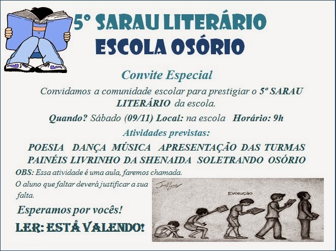 E.M.E.F. OSORIO RAMOS CORREA: Convite SARAU LITERÁRIO 09/11/2013