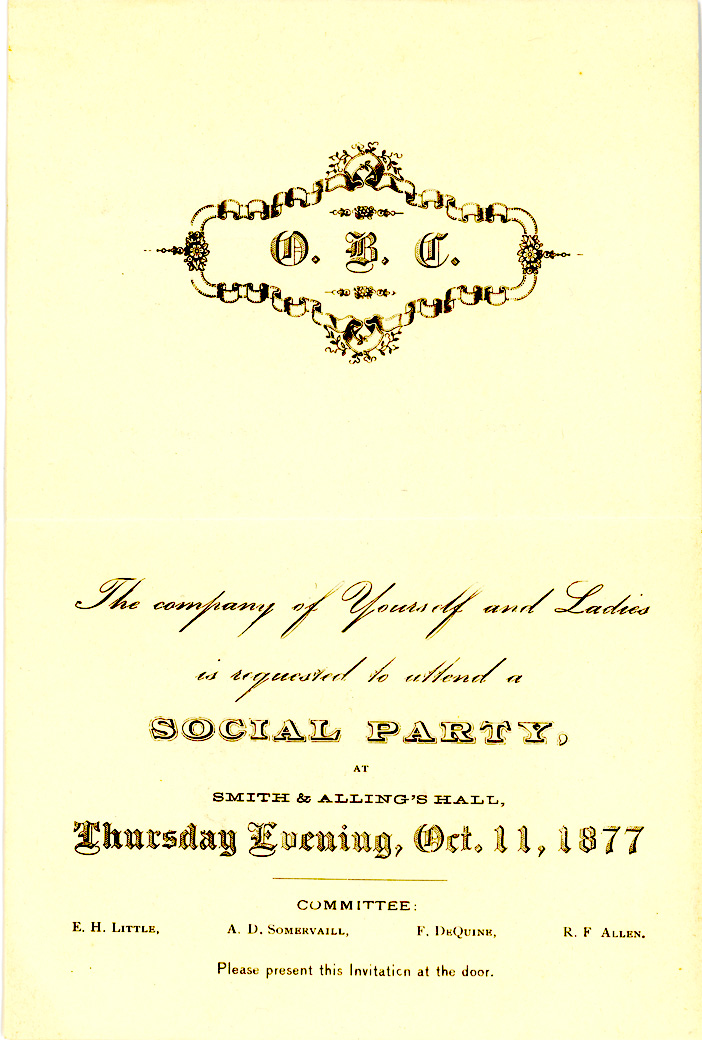 Fond du Lac History: Crescent Opera House and "Social" invitations