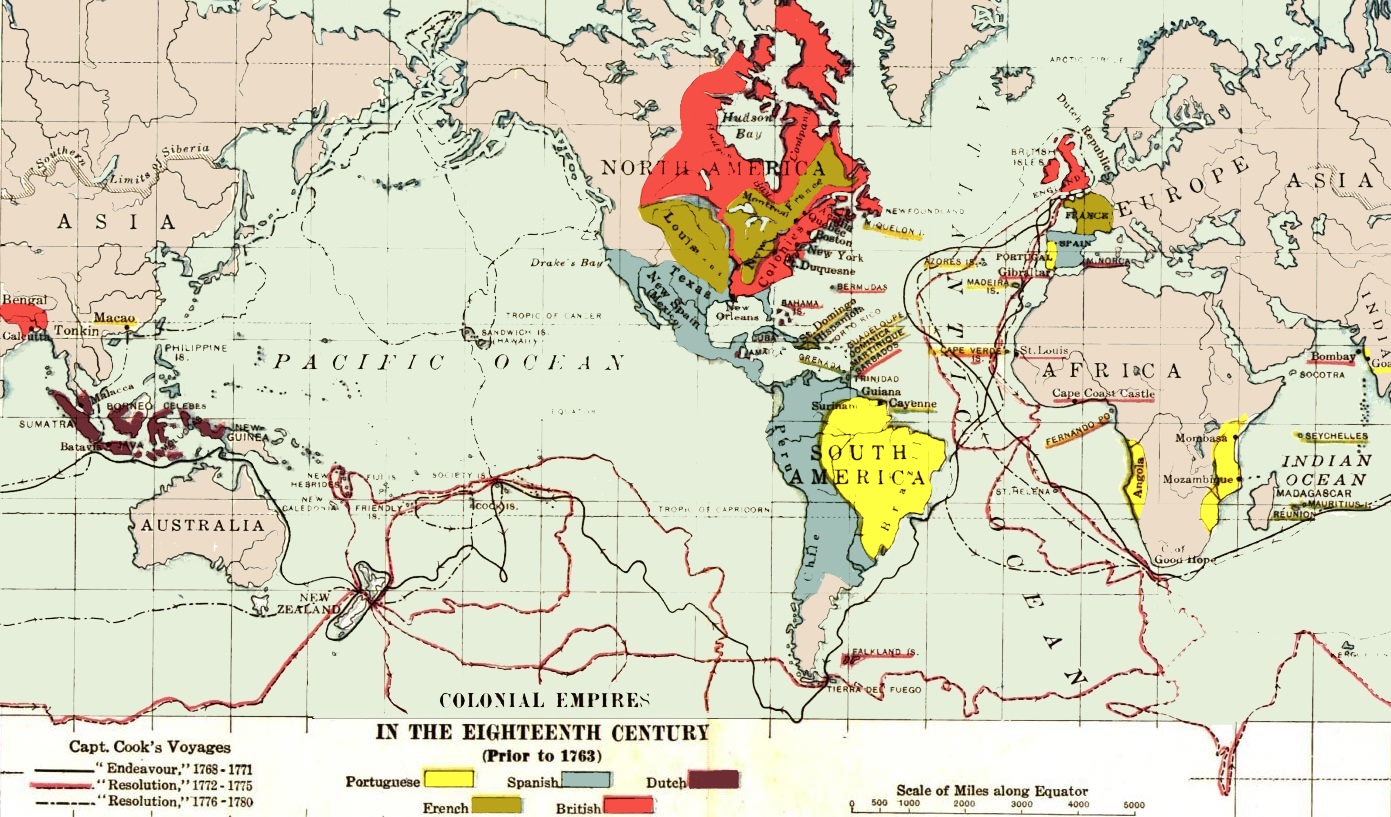 Histo é História: MAPAS HISTÓRICOS - IMPÉRIOS COLONIAIS DO SÉC. XVIII