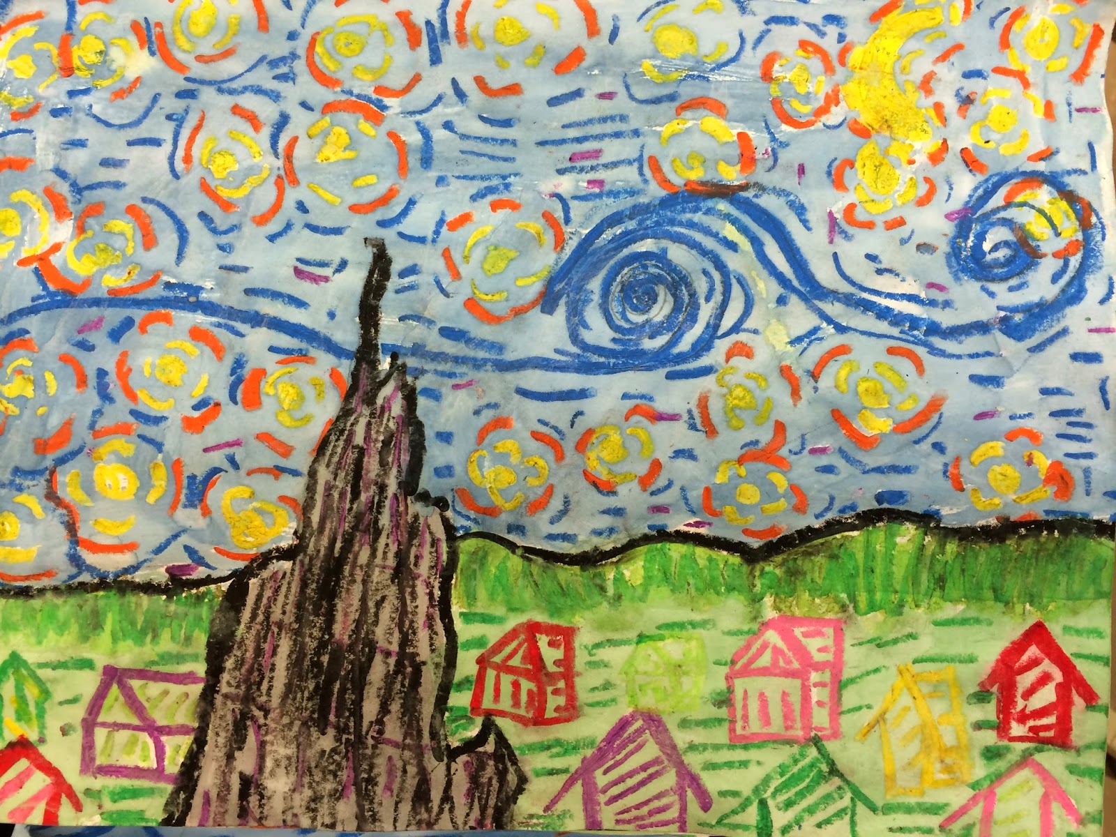 The Art Studio at Cooper Dual Language Academy: Van Gogh's "Starry Night"