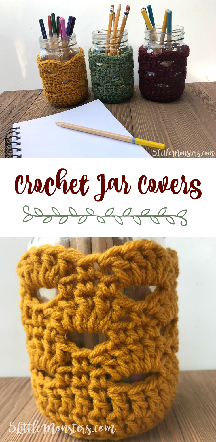 5 Little Monsters: Crocheted Jar Covers