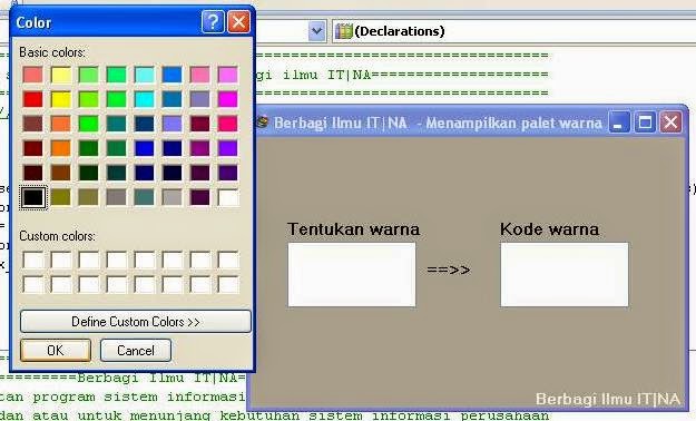 Cara Memanggil Palet Warna pada Textbox VB.Net