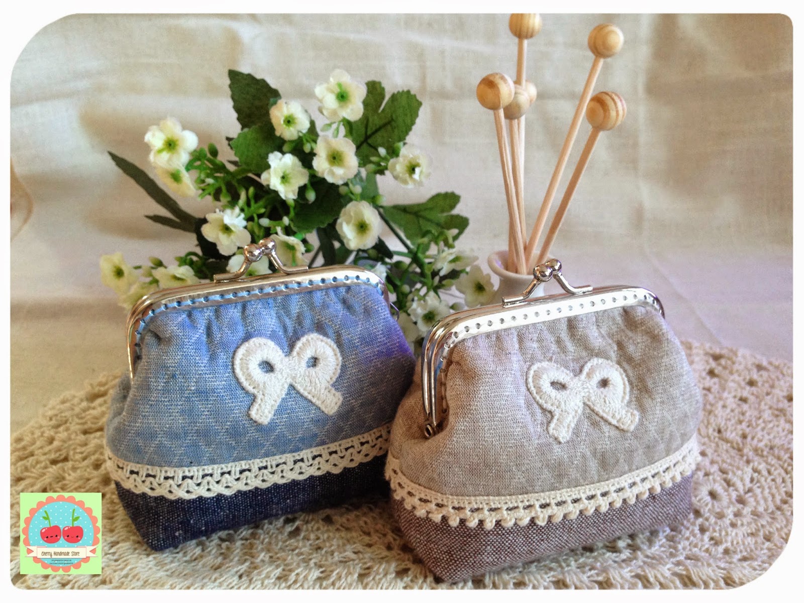 Cherry Handmade Store: Two Tones Metal Frame Coin Purses (Rectangular)