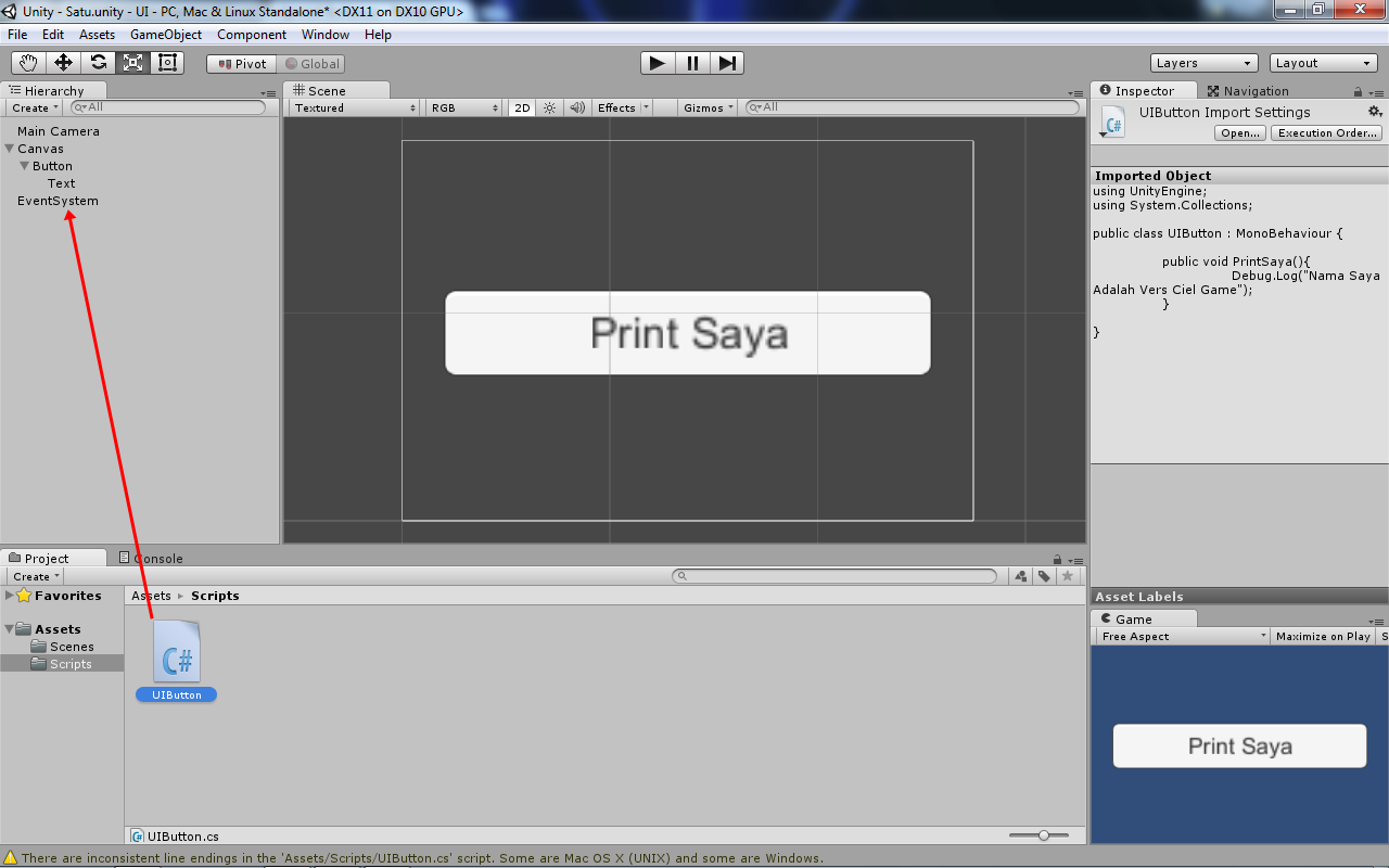 Unity Tutorial Ui Unity ~ Menambahkan Event Dan Script Pada Komponen Ui
