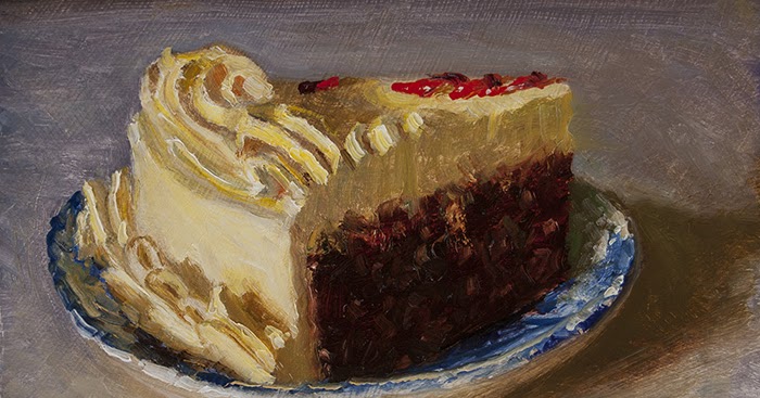 Wang Fine Art: a slice of cake, original oil painting still life food ...