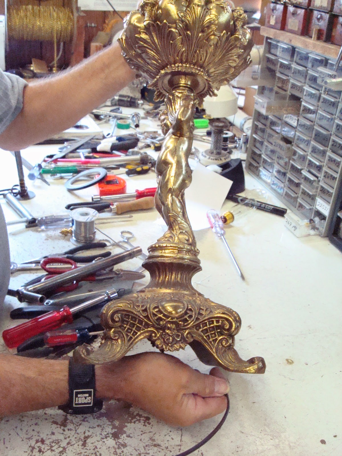 Lamp Parts and Repair | Lamp Doctor: Large Cherub Banquet Lamp with Bad ...
