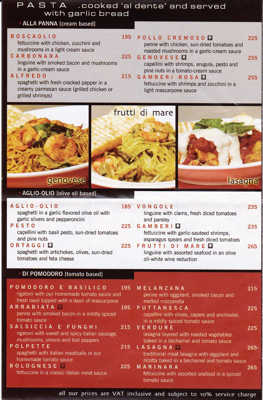 Menus in Manila: Pasto Menu