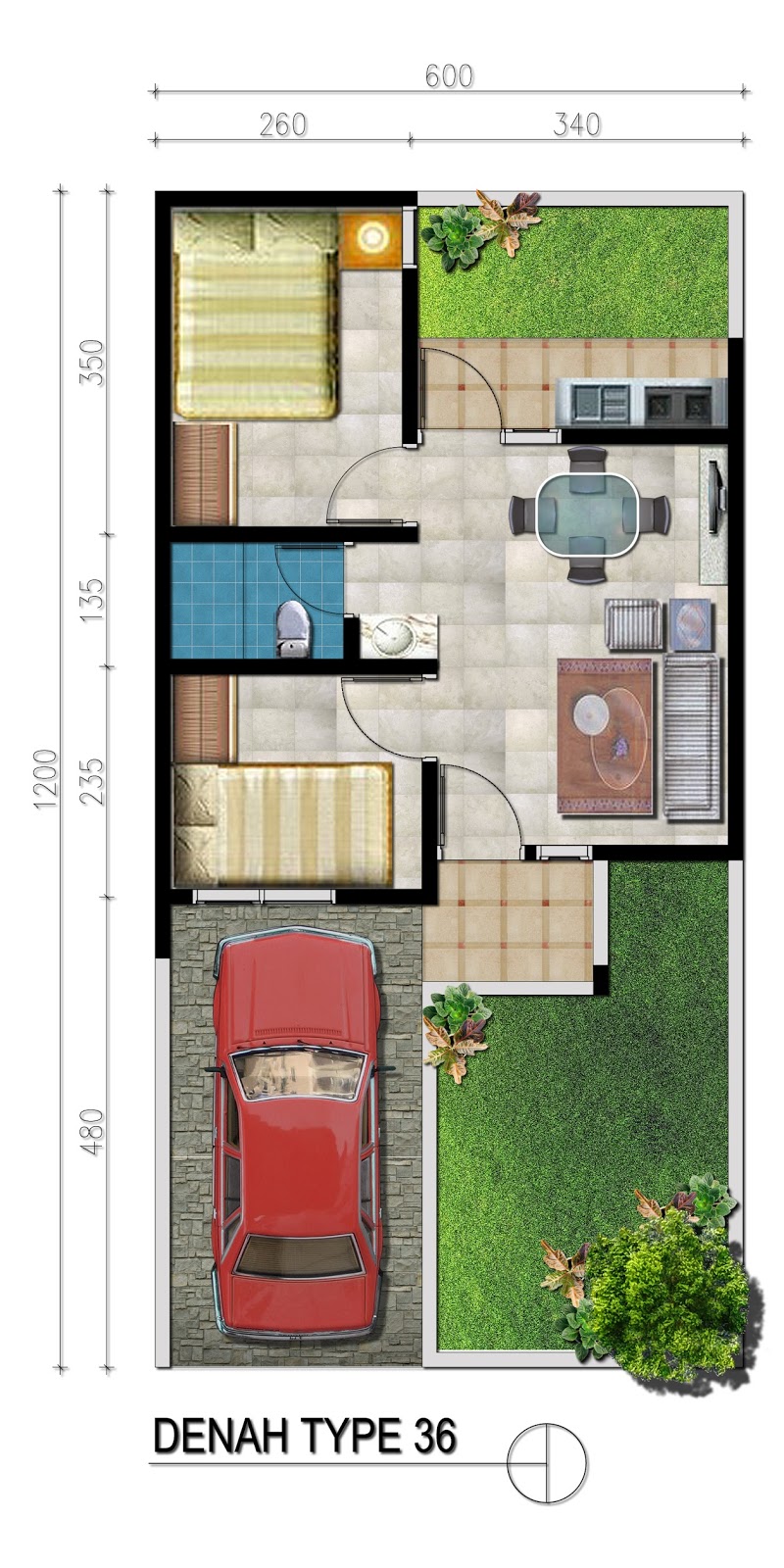 Rumah Tipe 36 Tanah 72 Minimalis Modern | Jasa Tukang Bangunan, Jasa ...