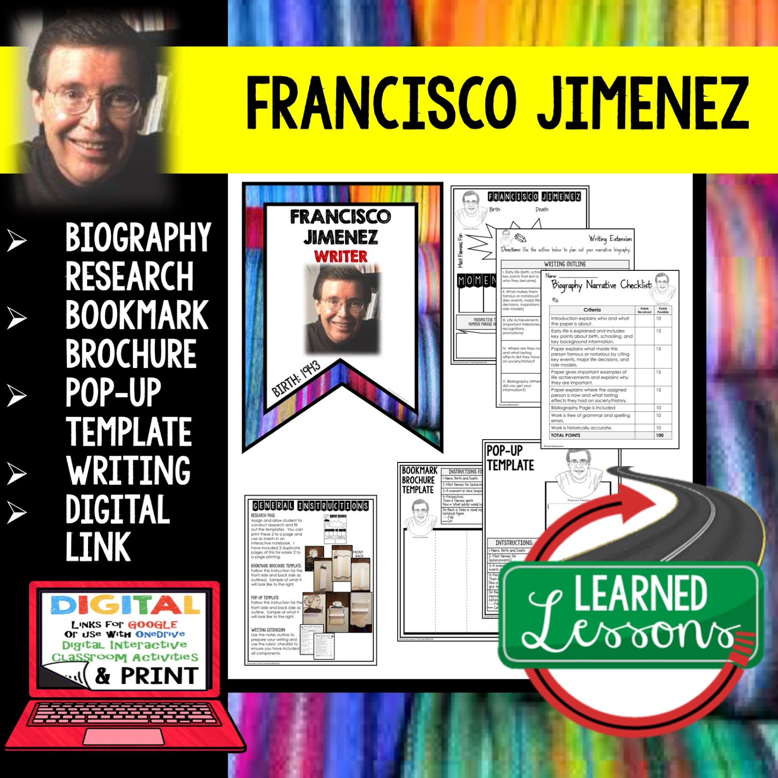 Hispanic History Biography Research, Bookmark Brochure, Pop-Up, Writing ...