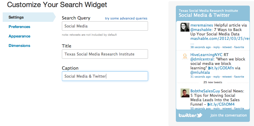 The Texas Social Media Research Institute (@TSMRI): Twitter Widgets (Pt ...