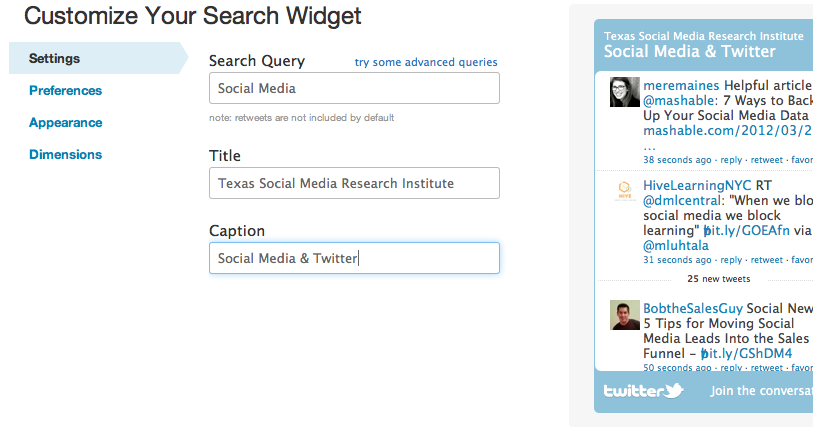 The Texas Social Media Research Institute (@TSMRI): Twitter Widgets (Pt ...