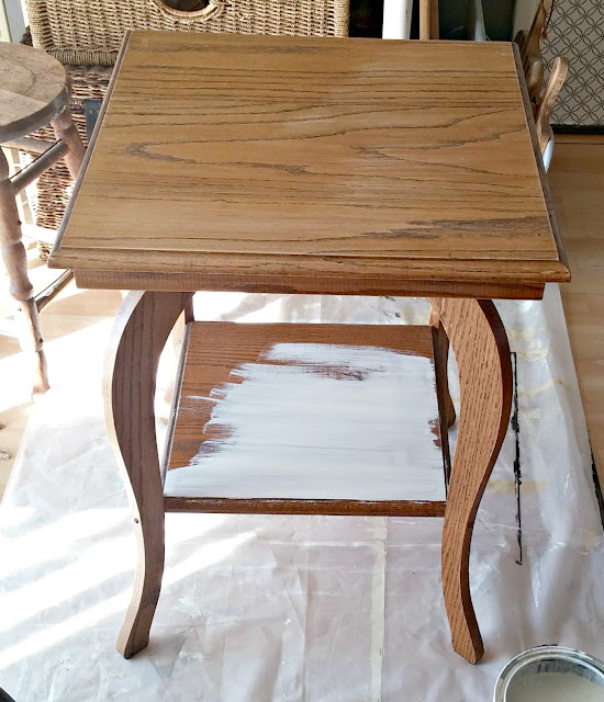 Oak Side Table Makeover - Little Vintage Cottage