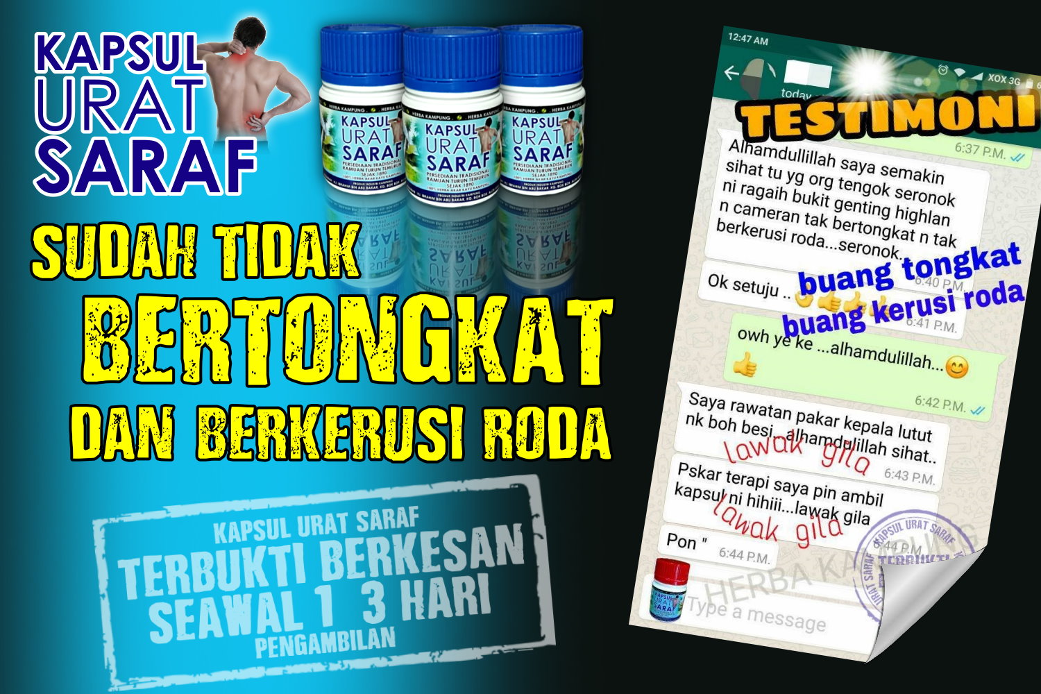 Kapsul Urat Saraf ( 100% Herba Akar Kayu Kampung )