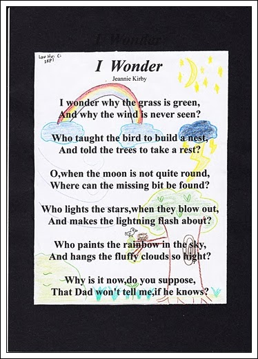JUST ANOTHER TEACHER: JEANNIE KIRBY'S "I WONDER" REPRODUCED