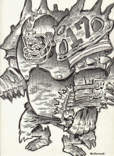 Sketches and Scribbles by Jim McDermott: Monster Football. Inking With ...