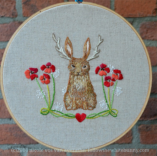 My Owl Barn: Beautiful Hand-Embroidery: Follow the White Bunny