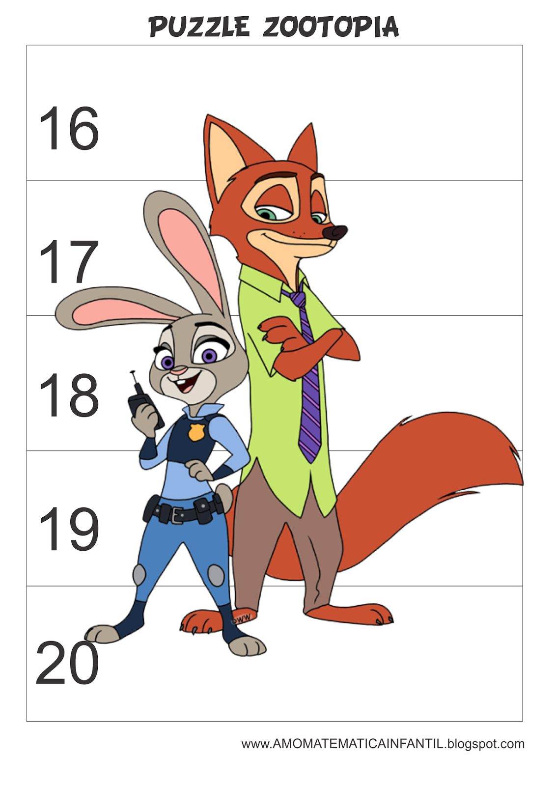 Puzzles Numéricos Filme Zootopia