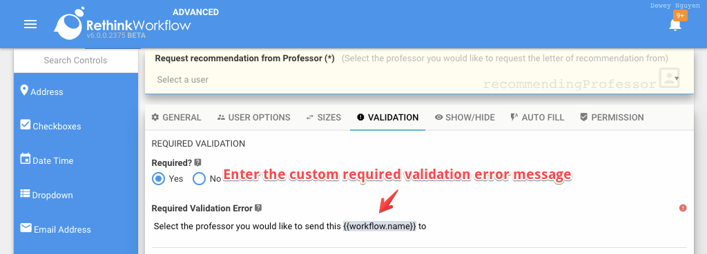 Rethink Workflow Support: Field Validation