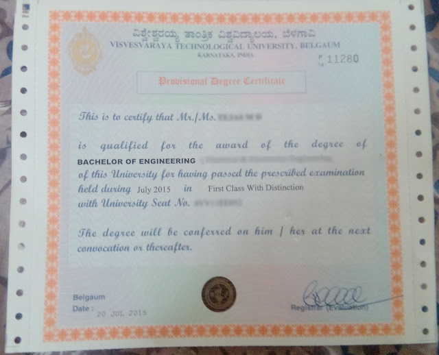 Tricks Duniya: How to get provisional degree certificate(pdc) from vtu?