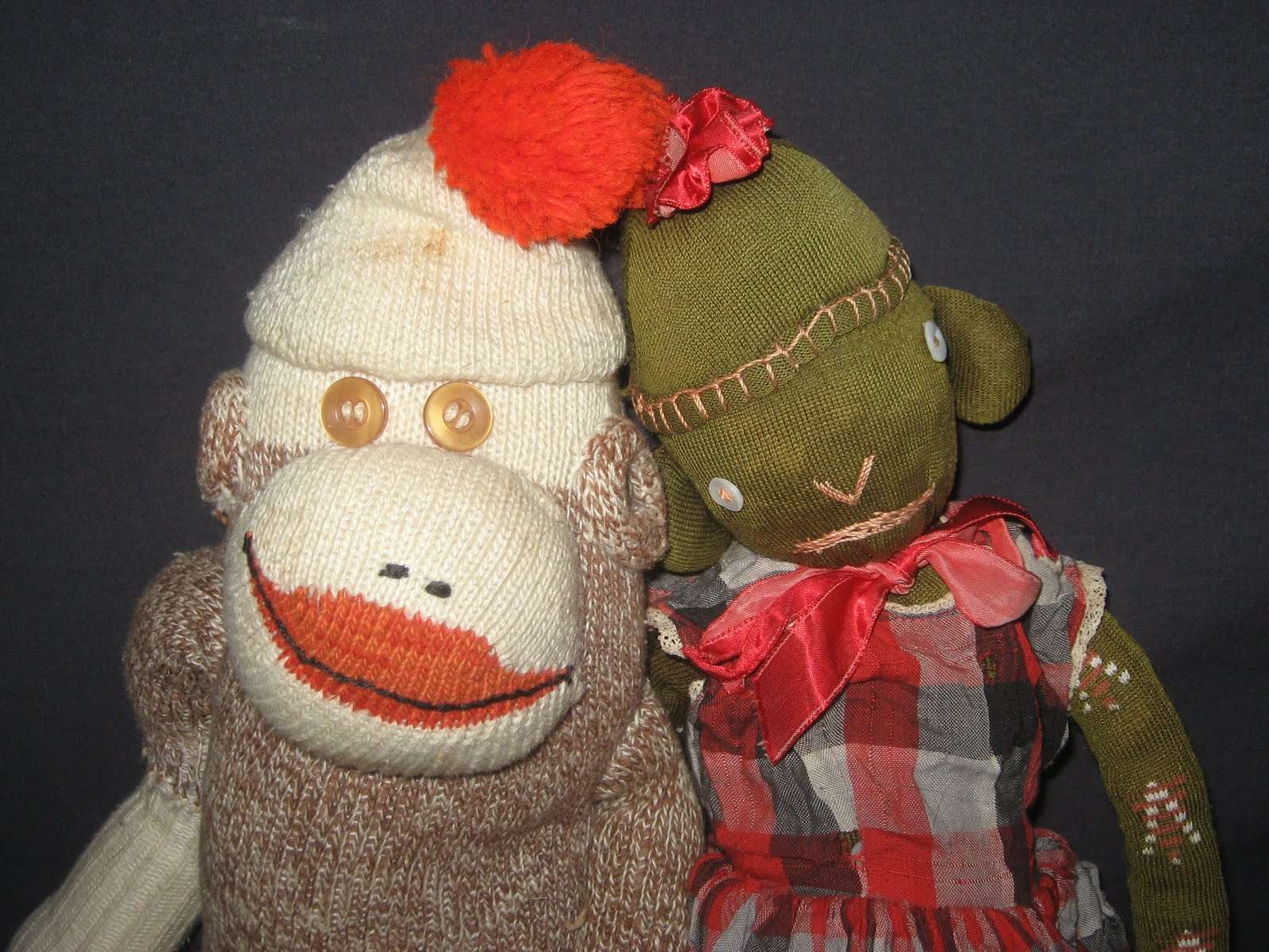 Antique Teddy Bear Crossing: VINTAGE SOCK MONKIES