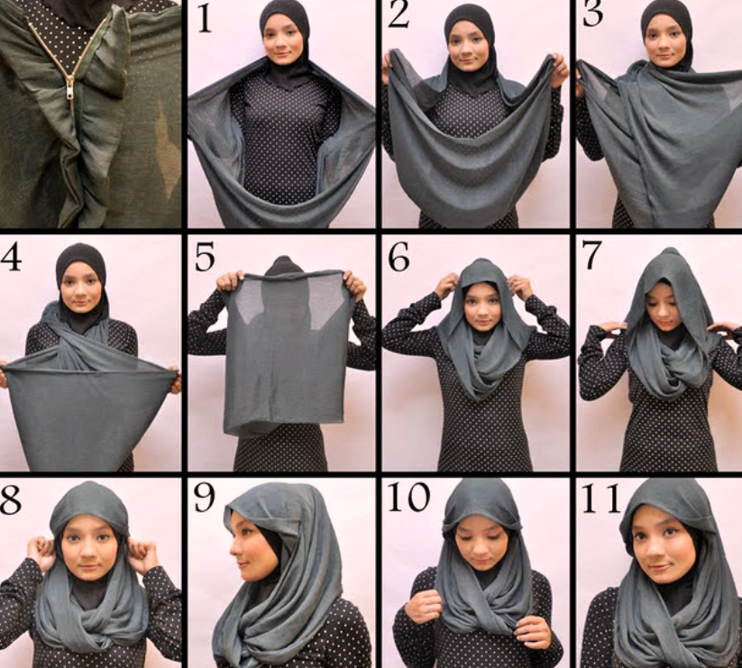 Cara Memakai Jilbab Modern Segi Empat